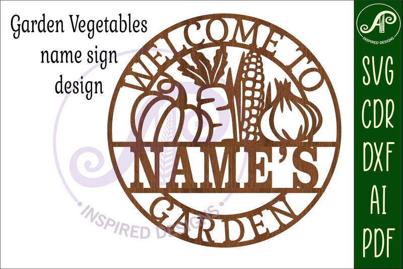 Garden vegetables sign svg laser cut template - So Fontsy