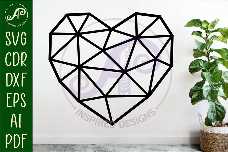 Geo heart wall sign, SVG laser cut file - So Fontsy