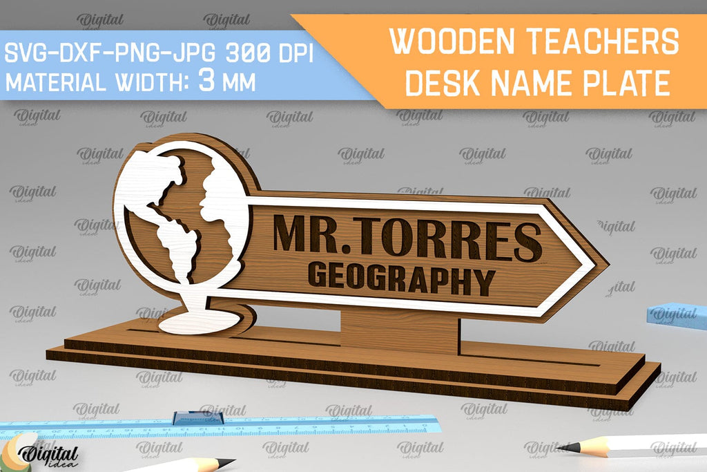 Geography Teacher Desk Name Plate Laser Cut. Desk Sign SVG - So Fontsy