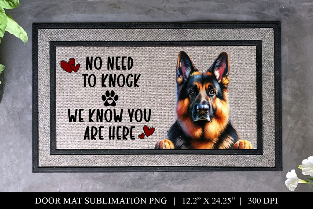 German Shepherd Welcome Doormat Sublimation Design - So Fontsy