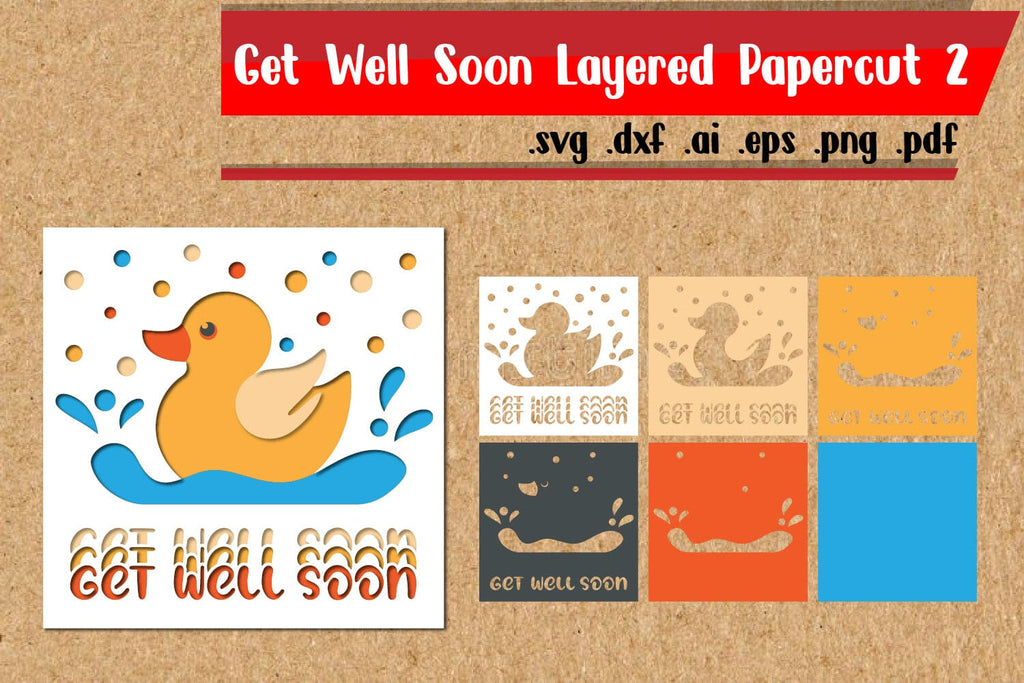 Get Well Soon Layered Papercut 2 - So Fontsy