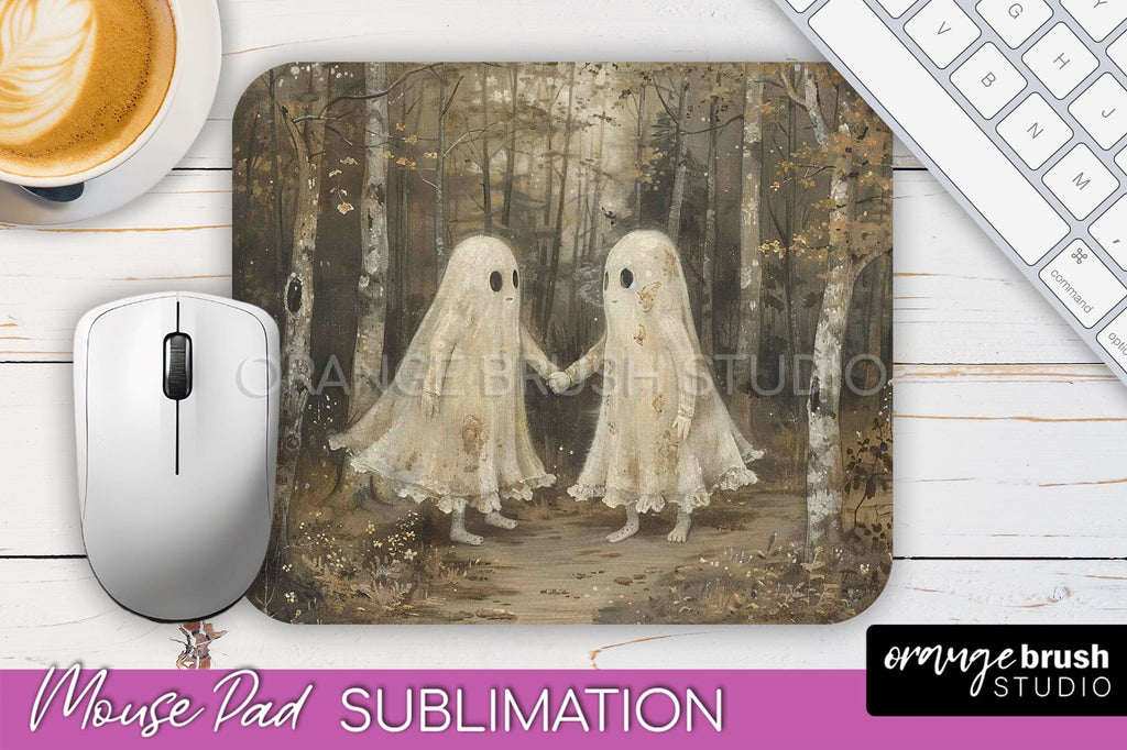 Ghost Mouse Pad, Cute Halloween Sublimation Mousepad Design - So Fontsy