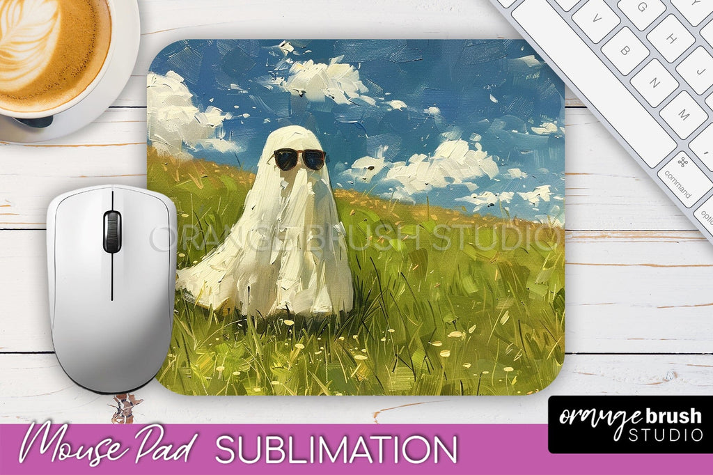 Ghost Mouse Pad, Cute Halloween Sublimation Mousepad Design - So Fontsy