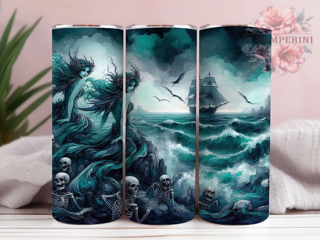 Ghostly Sirens Haunted Ocean Tumbler, Shipwreck Nautical Horror Wrap ...