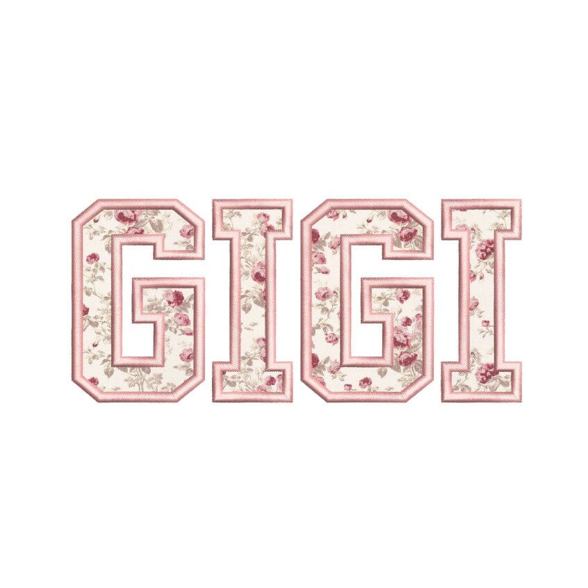 Gigi Applique Embroidery Design, 4 sizes, Instant Download - So Fontsy