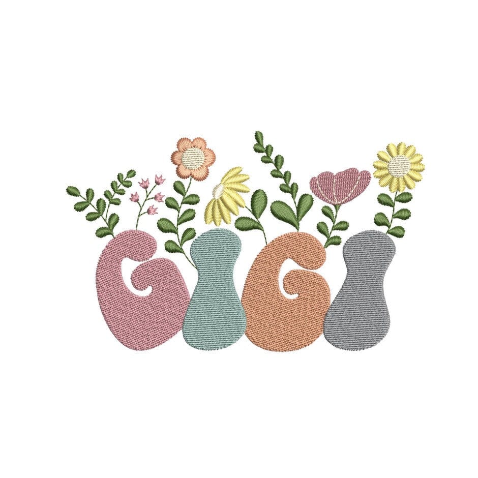 Gigi Flower Embroidery Design, 3 sizes, Instant Download - So Fontsy