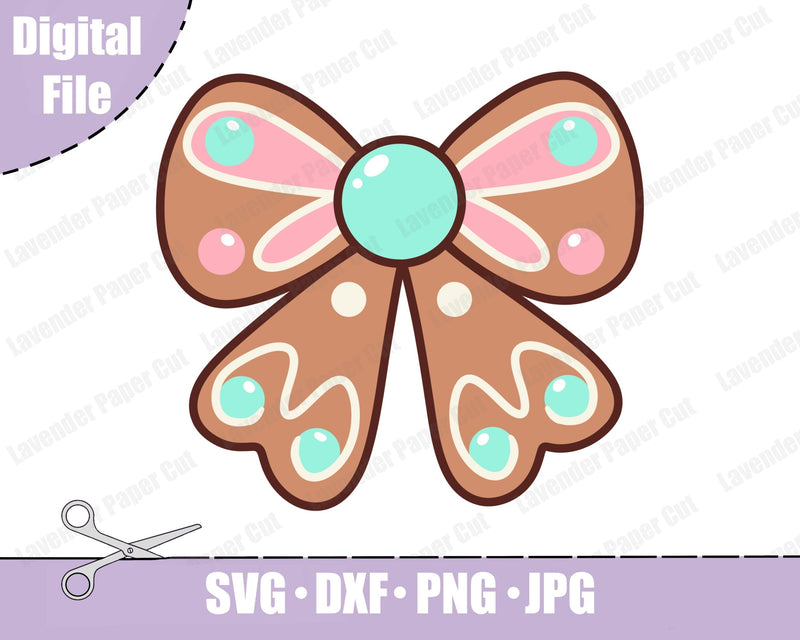 Gingerbread Bow SVG, PNG, JPEG, Sublimation, Kawaii Cookie Bow, Pastel ...