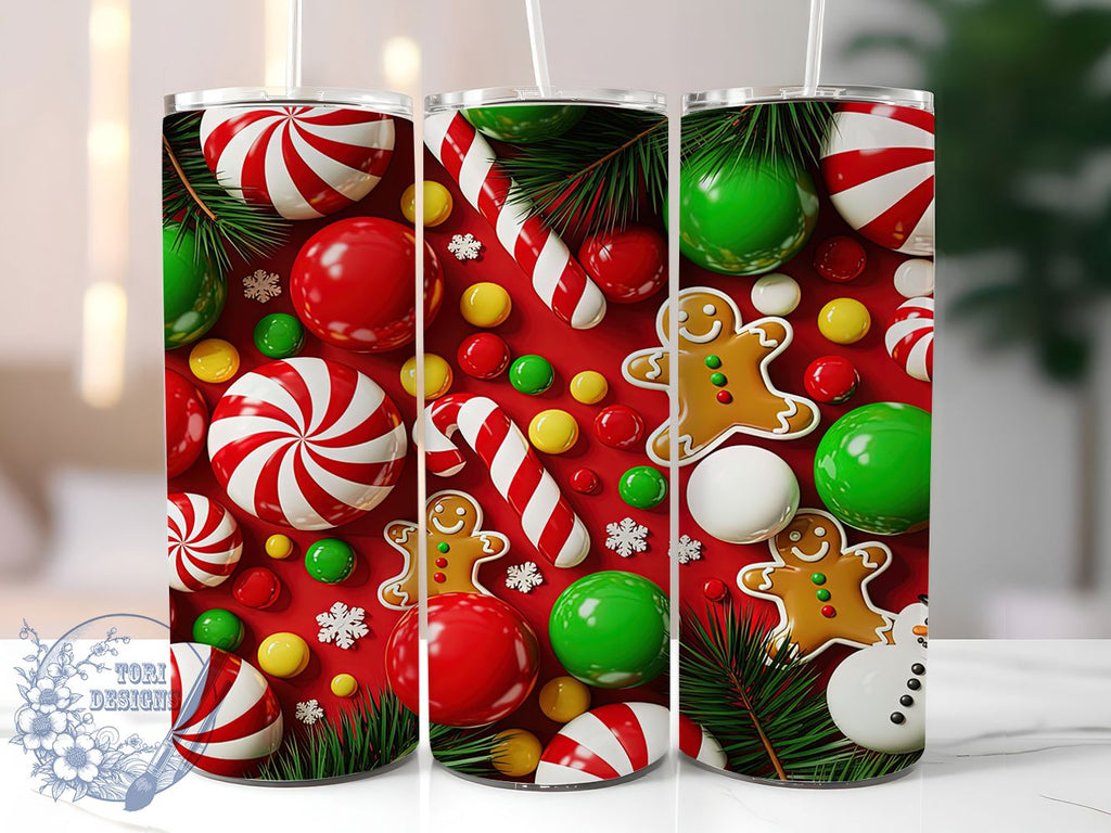 Gingerbread Christmas Candy Tumbler, Gingerbread Cookie Wrap, Hot ...