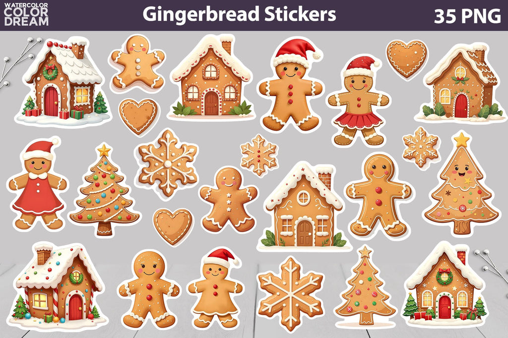 Gingerbread Cookies Sticker Bundle | Gingerbread Men Sticker - So Fontsy
