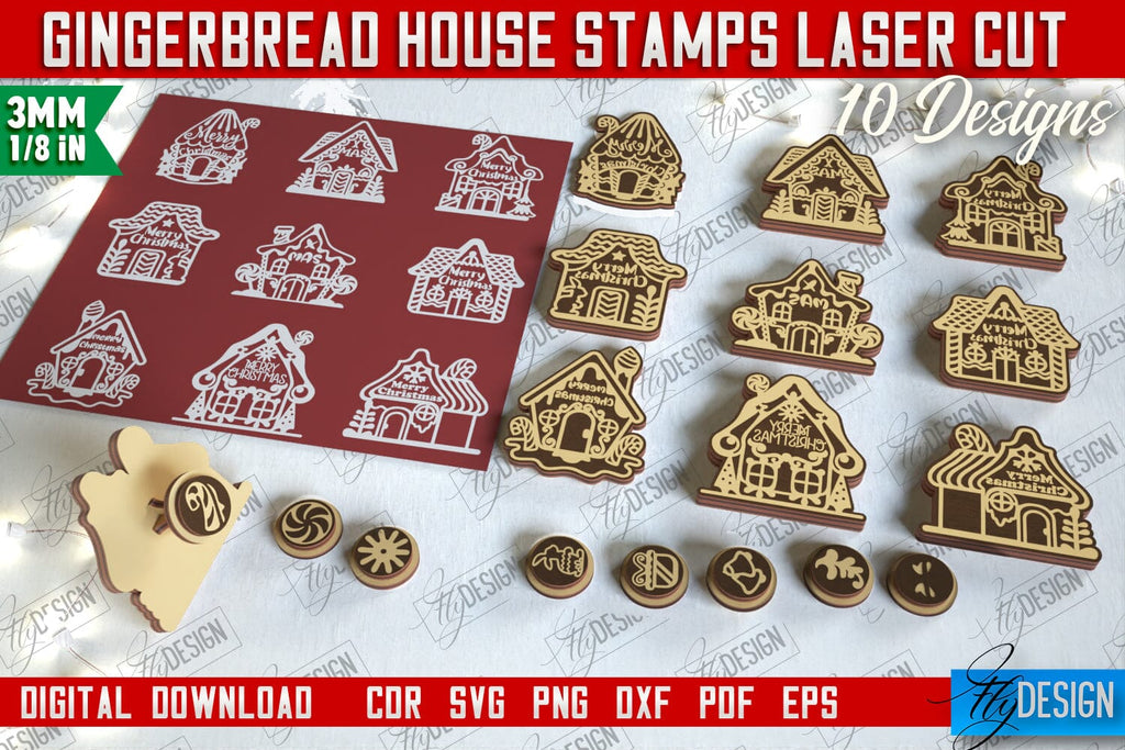 Gingerbread House Stamp Bundle | Christmas Stamp | Christmas Print ...