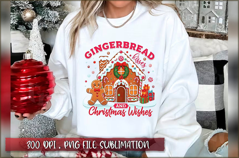 Gingerbread kisses and christmas wishes Sublimation - So Fontsy