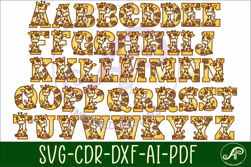 Giraffe name letters alphabet set x 45 - So Fontsy