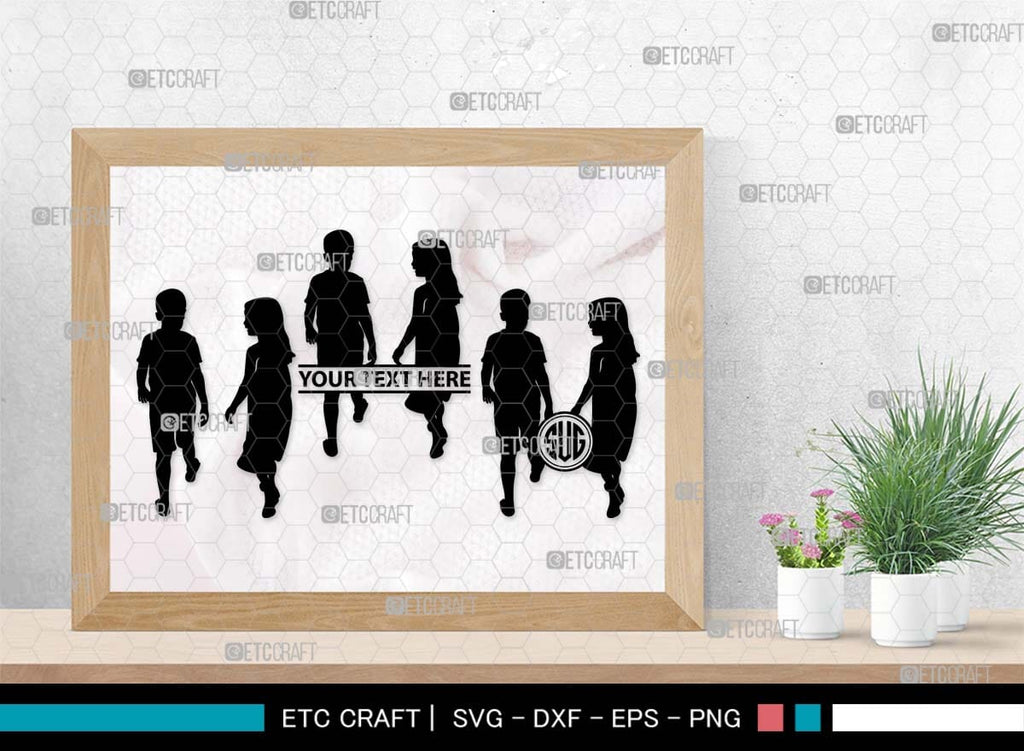 Girls And Boys Monogram, Girls And Boys Silhouette, Girls And Boys SVG ...