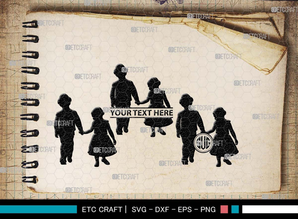 Girls And Boys Monogram, Girls And Boys Silhouette, Girls And Boys SVG ...