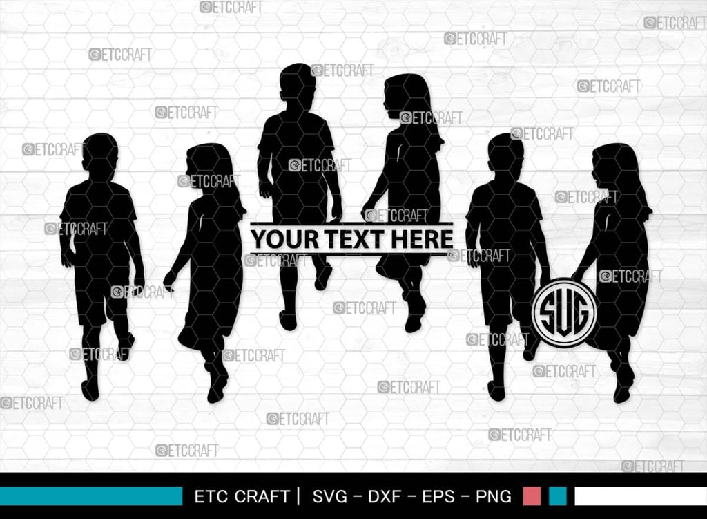 Girls And Boys Monogram, Girls And Boys Silhouette, Girls And Boys SVG ...