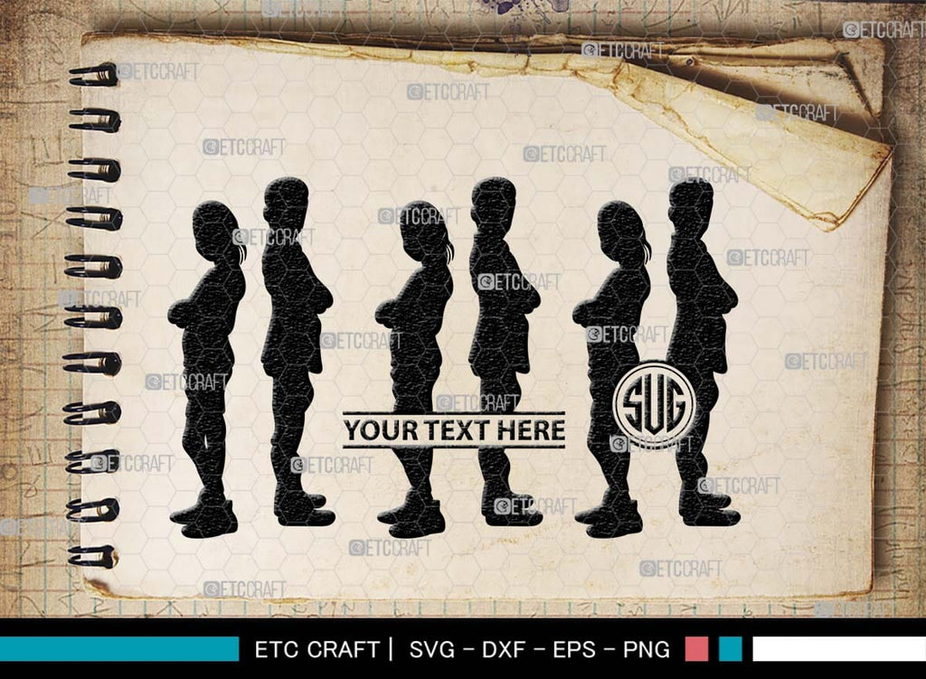 Girls And Boys Monogram, Girls And Boys Silhouette, Girls And Boys SVG ...