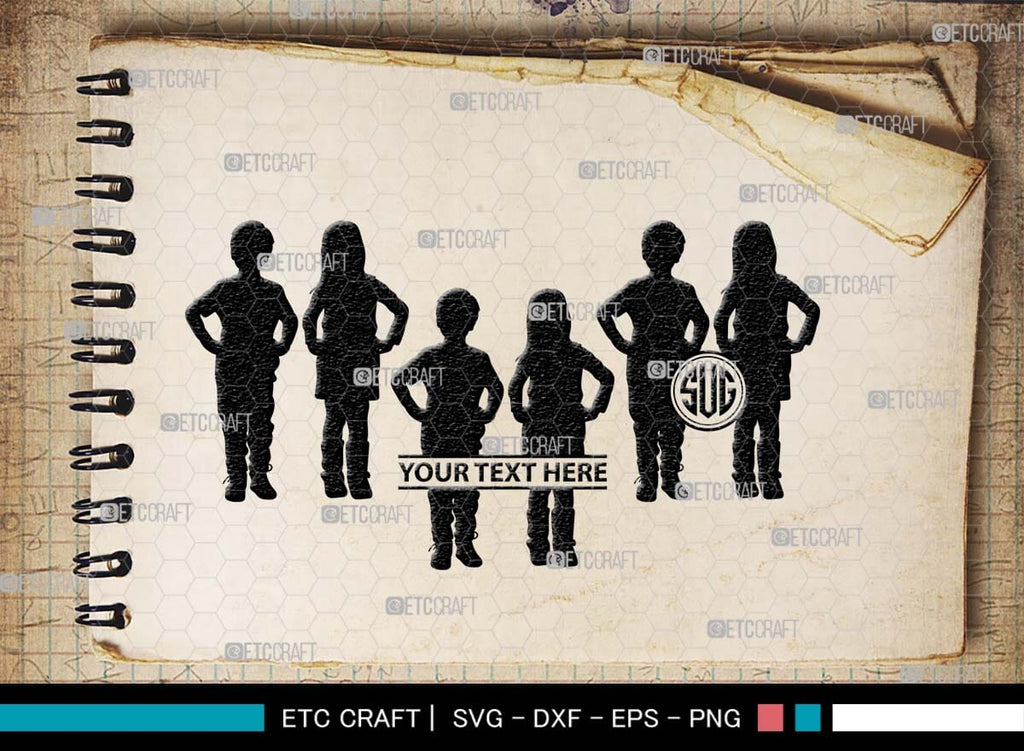 Girls And Boys Monogram, Girls And Boys Silhouette, Girls And Boys SVG ...