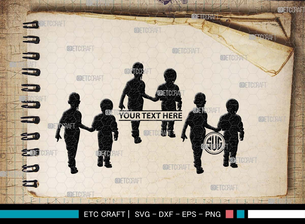 Girls And Boys Monogram, Girls And Boys Silhouette, Girls And Boys SVG ...