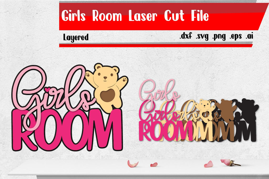 Girls Room Layered - Laser Cut Files - So Fontsy