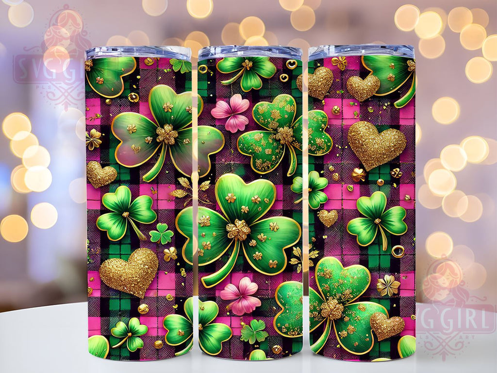 Girly Pink Clover 20oz Tumbler, St Patrick's Day Tumbler, Clover ...