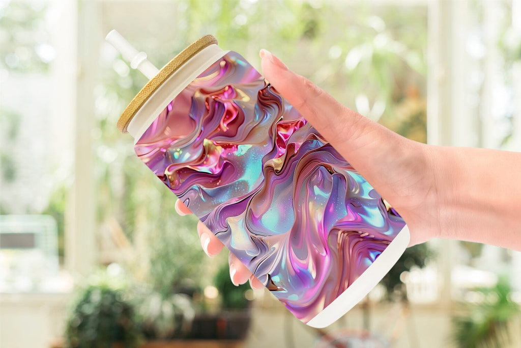 Glass Can 3D Holographic Pink Liquid - So Fontsy