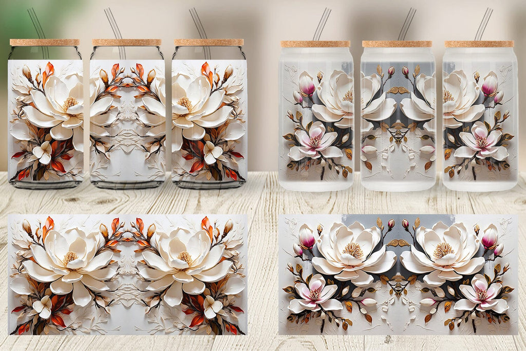 Glass Can 3D Magnolia Flower - So Fontsy