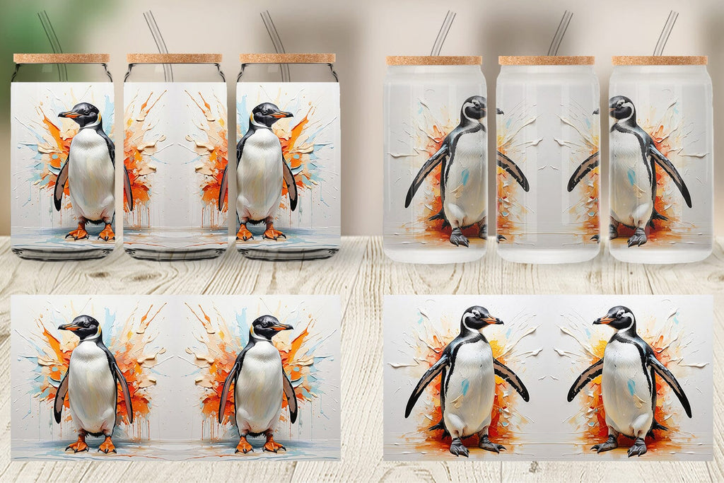 Glass Can 3D Penguin Painting - So Fontsy