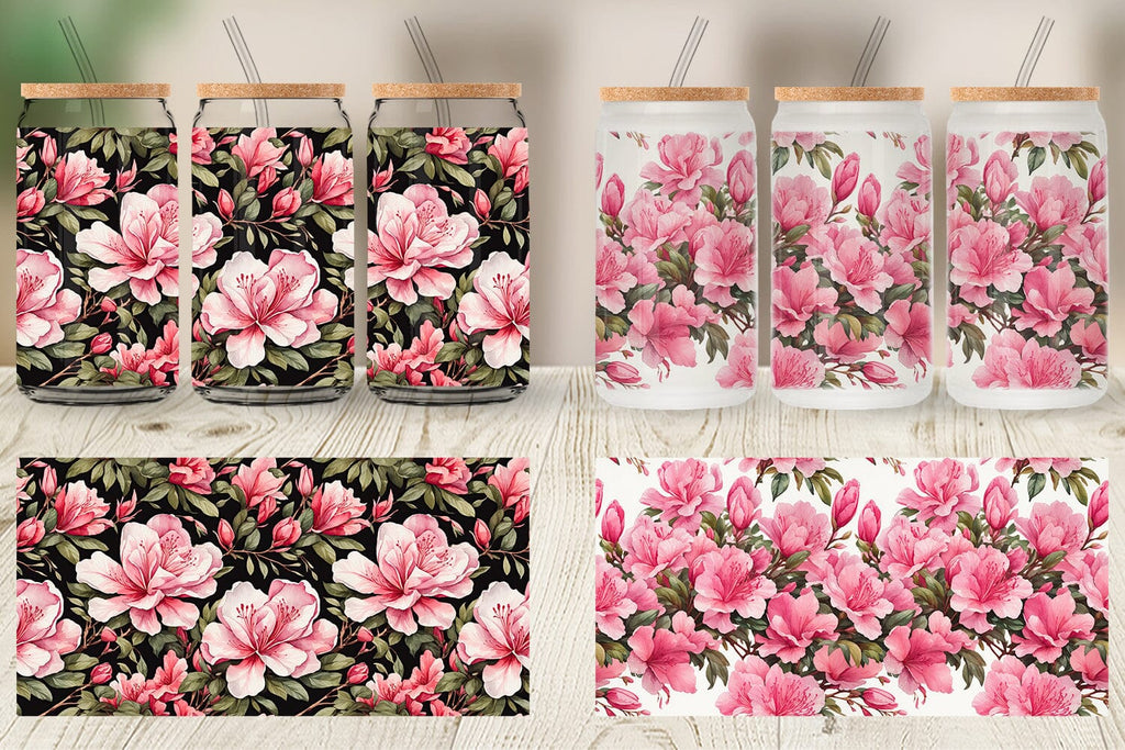Glass Can Azalea Seamless Pattern - So Fontsy