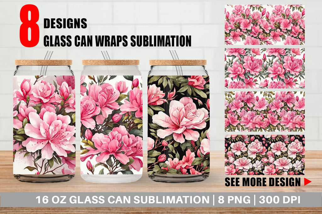 Glass Can Azalea Seamless Pattern - So Fontsy