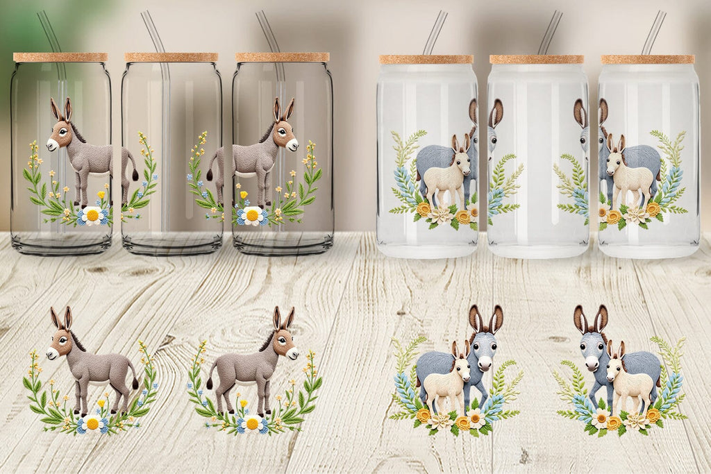 Glass Can Donkey Embroidery - So Fontsy