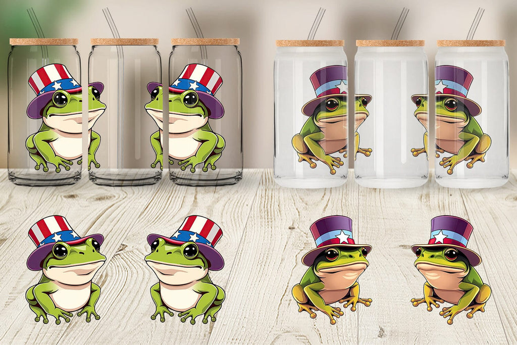 Glass Can Frog Patriotic - So Fontsy