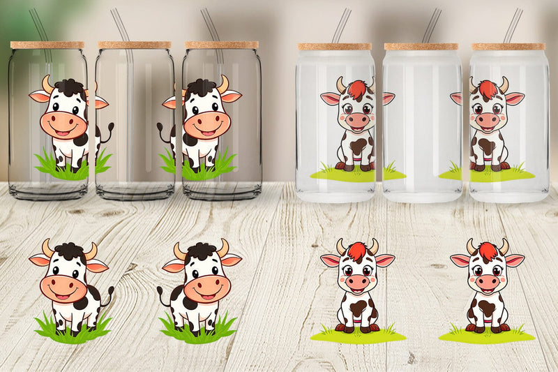 Glass Can Happy Cow Face - So Fontsy