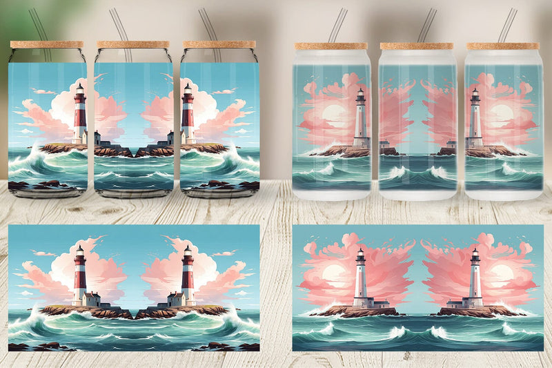 Glass Can Lighthouse Illustration - So Fontsy