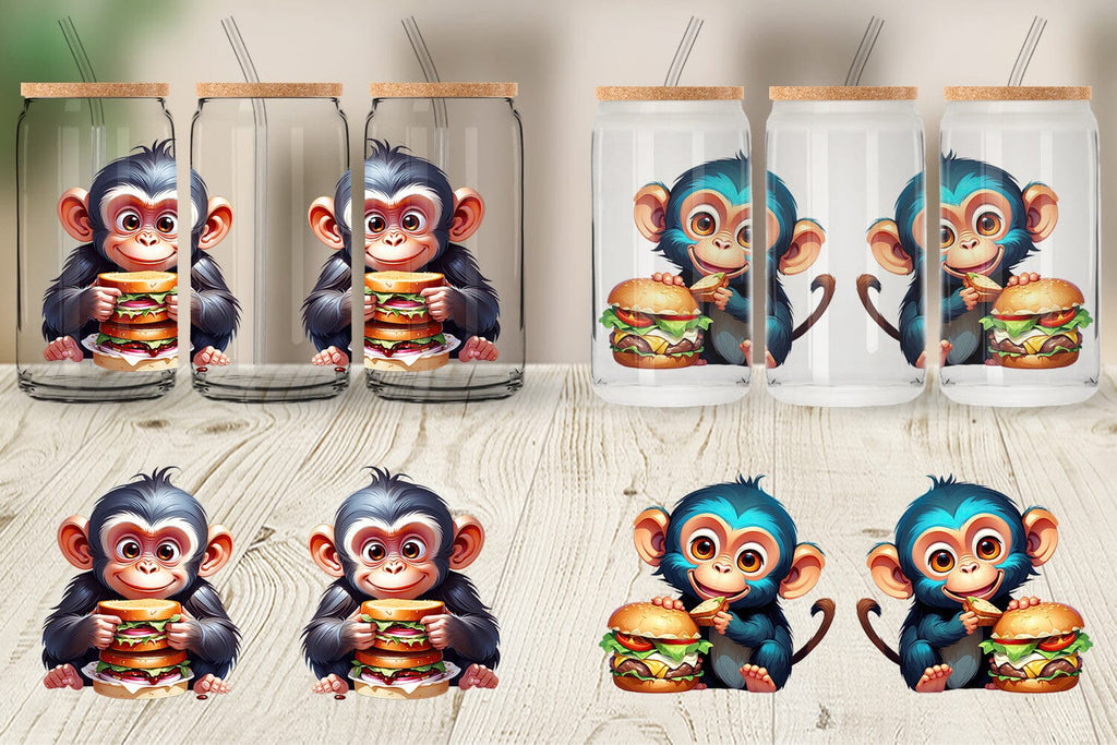 Glass Can Monkey with Sandwich - So Fontsy