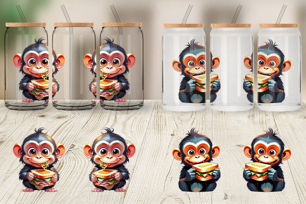 Glass Can Monkey with Sandwich - So Fontsy