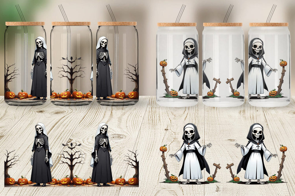 Glass Can Scary Skeleton Nun - So Fontsy
