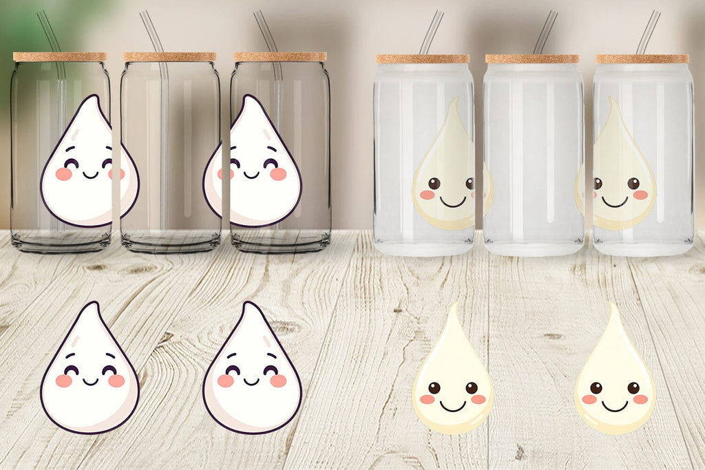 Glass Can Smiling Milk Drop - So Fontsy
