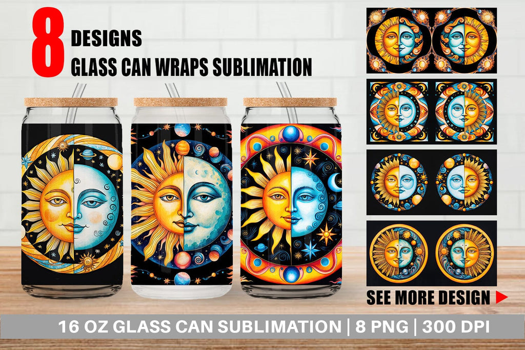 Glass Can Sun and Moon Surrealism - So Fontsy