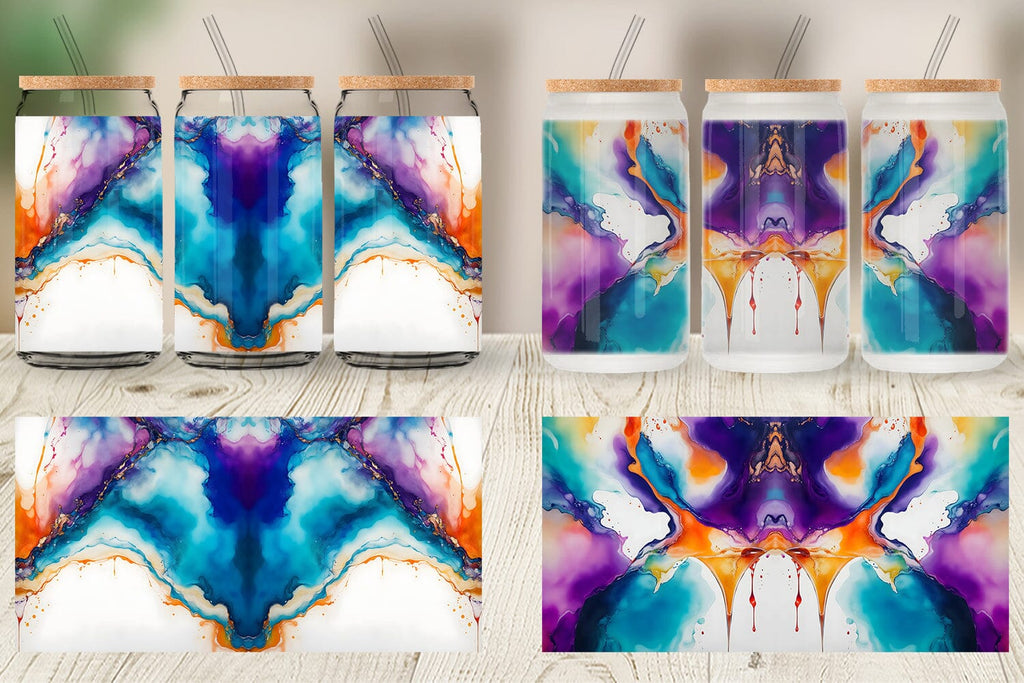 Glass Can Wrap Abstract Boho Alcohol Ink - So Fontsy