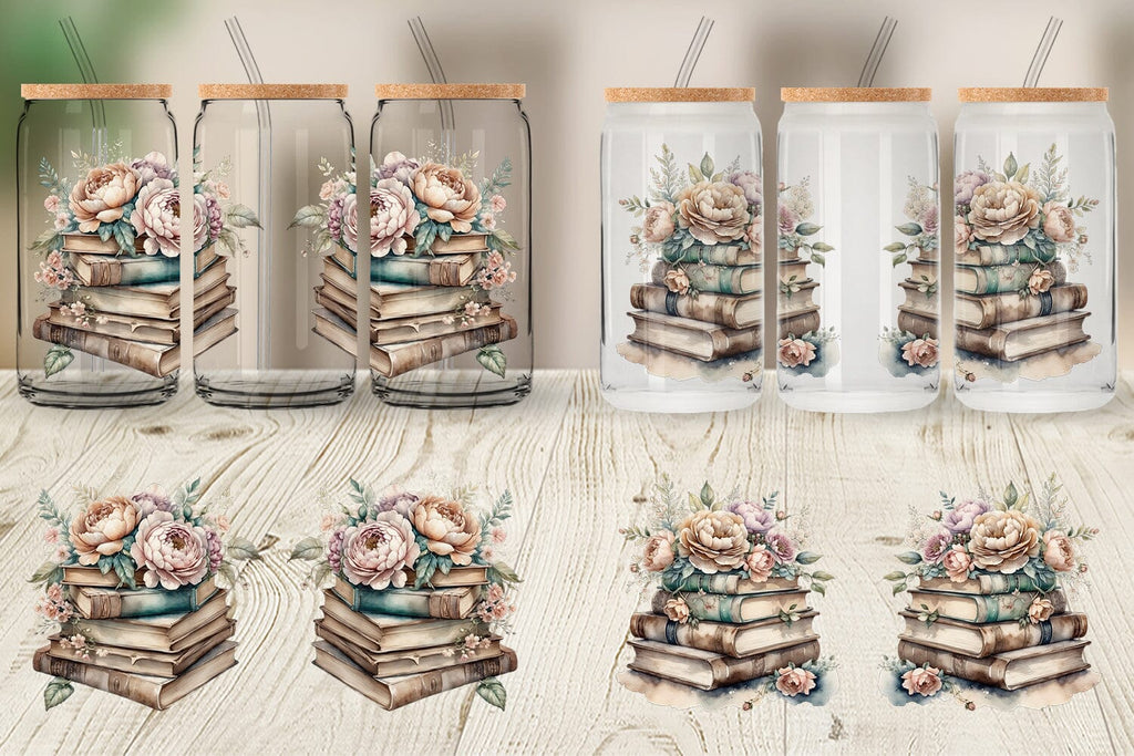 Glass Can Wrap Book Stack - So Fontsy
