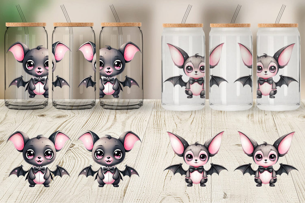 Glass Can Wrap Little Bat Sticker - So Fontsy