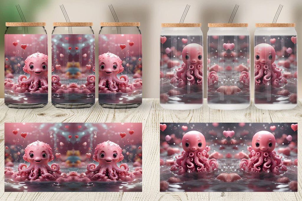 Glass Can Wrap Valentine Octopus - So Fontsy