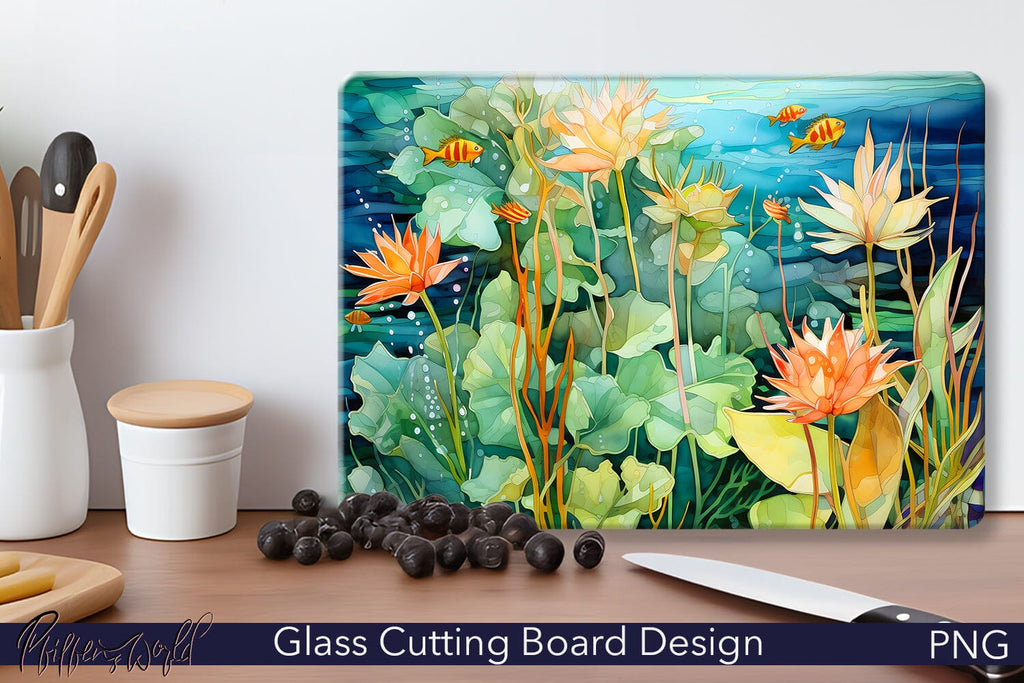 Glass Cutting Board Design | Ocean Nature PNG - So Fontsy
