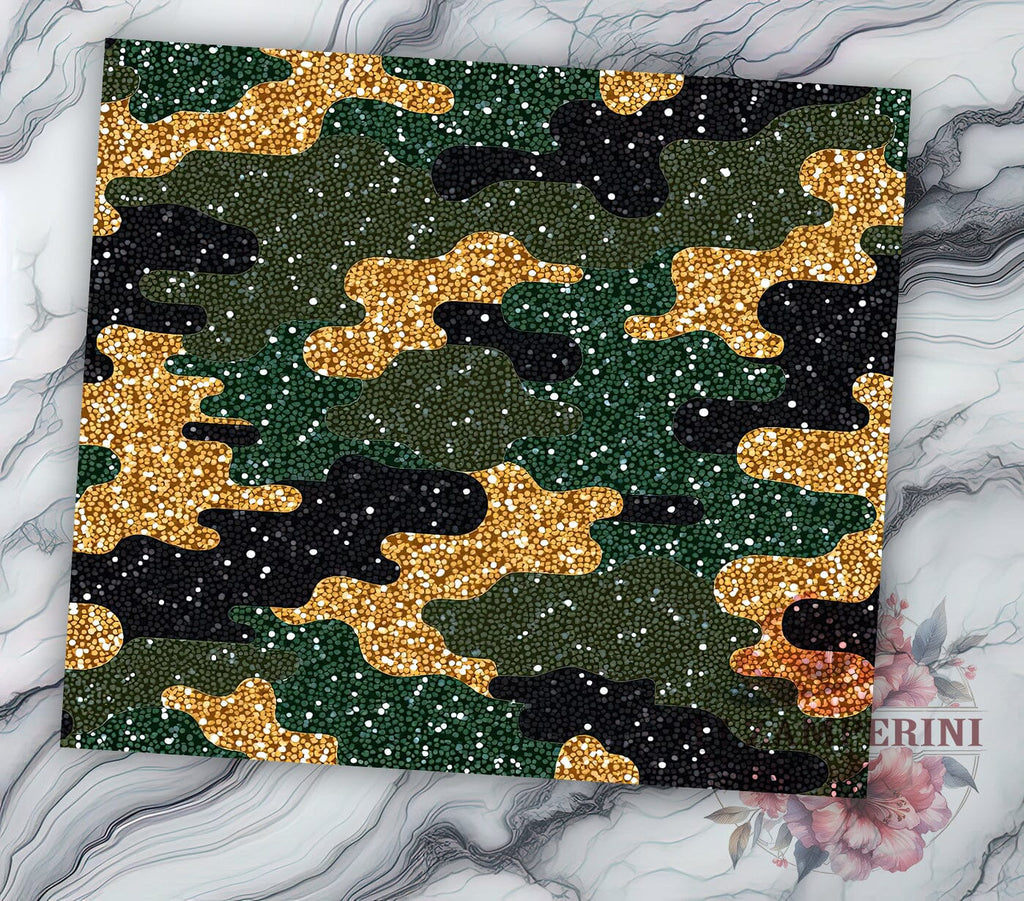 Glitter Camo Military Style Tumbler Wrap, 20oz Sublimation Wrap ...