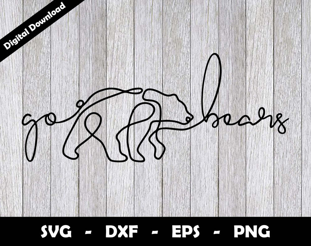 Go Bears SVG Cut File, Bears One line drawing SVG Design, Bears Sport ...