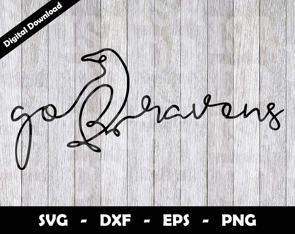 Go Ravens SVG Cut File, Ravens One line drawing SVG Design, Ravens ...