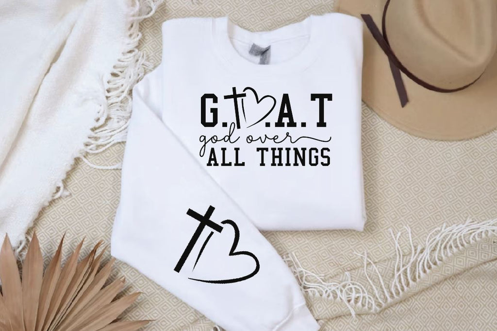 G.O.A.T God Over All Things Sleeve SVG Design, Christian Sleeve SVG ...