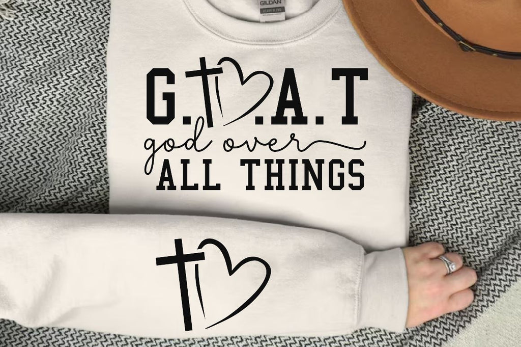 G.O.A.T God Over All Things Sleeve SVG Design, Christian Sleeve SVG ...