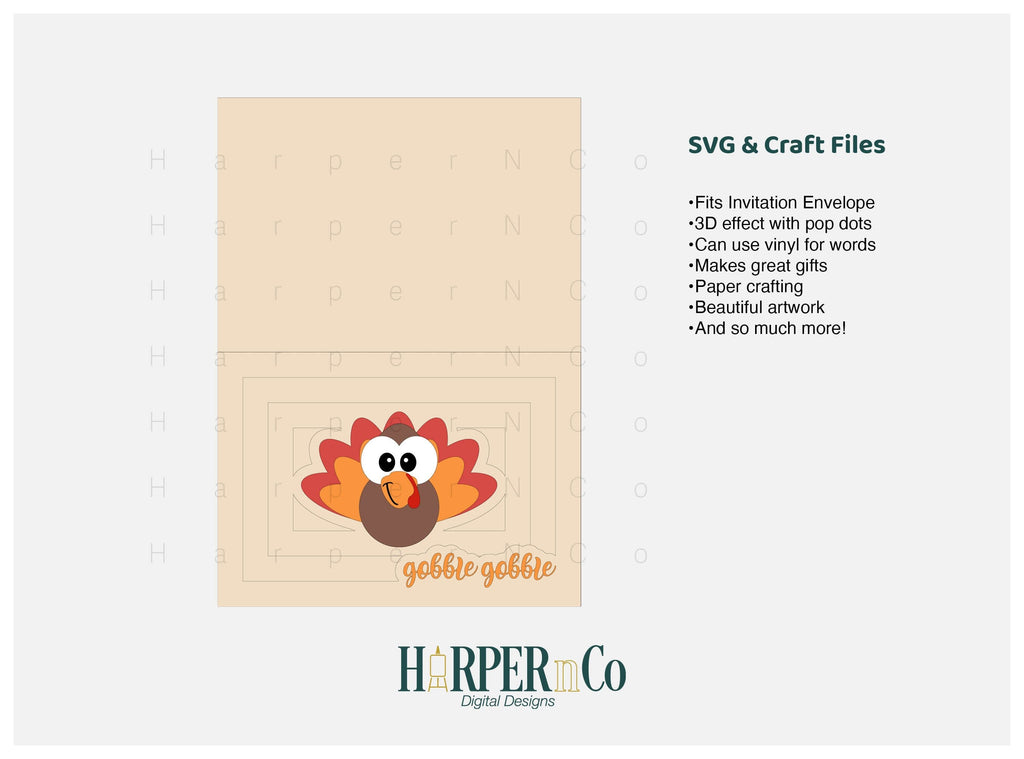 Gobble 3D Card SVG PNG Cut EPS File - So Fontsy
