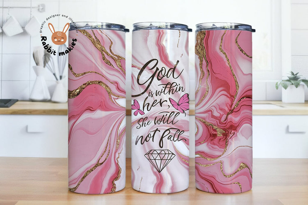 God is Within Her She will not Fall Skinny Tumbler Sublimation Png ...
